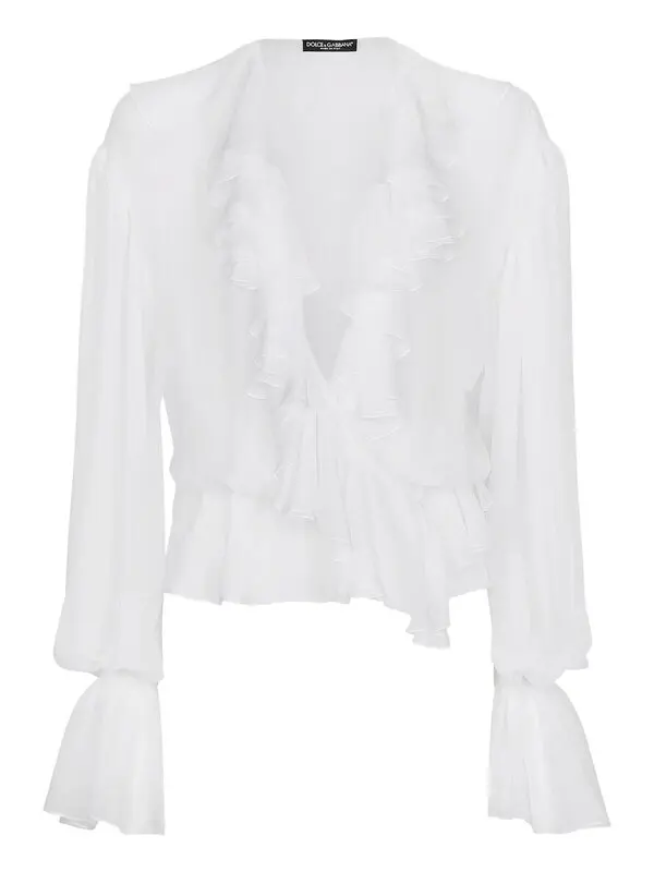 Dolce & Gabbana Silk Ruffled Shirt - Multicolor