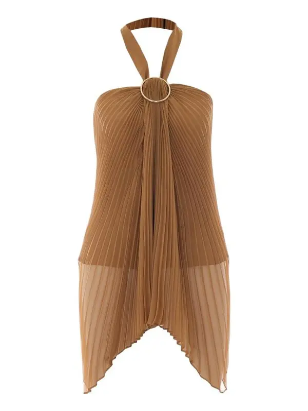 Max Mara Pleated Halter Neck Top - Brown