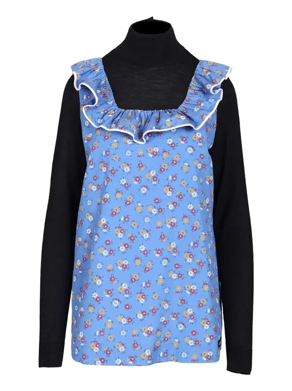 Miu Miu Poplin And Wool Sweater - Multicolor