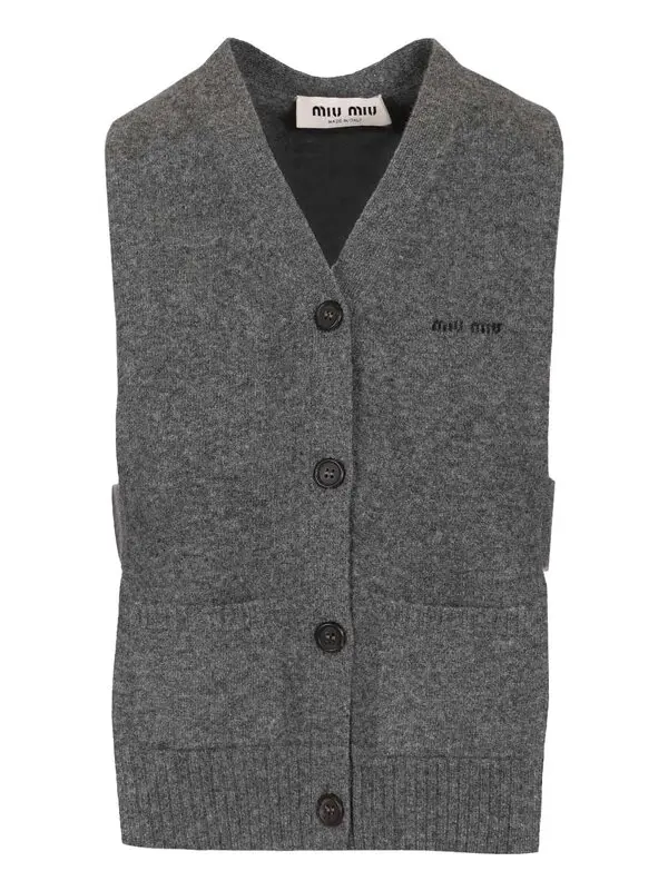 Miu Miu Cashmere Cardigan Vest - Gray