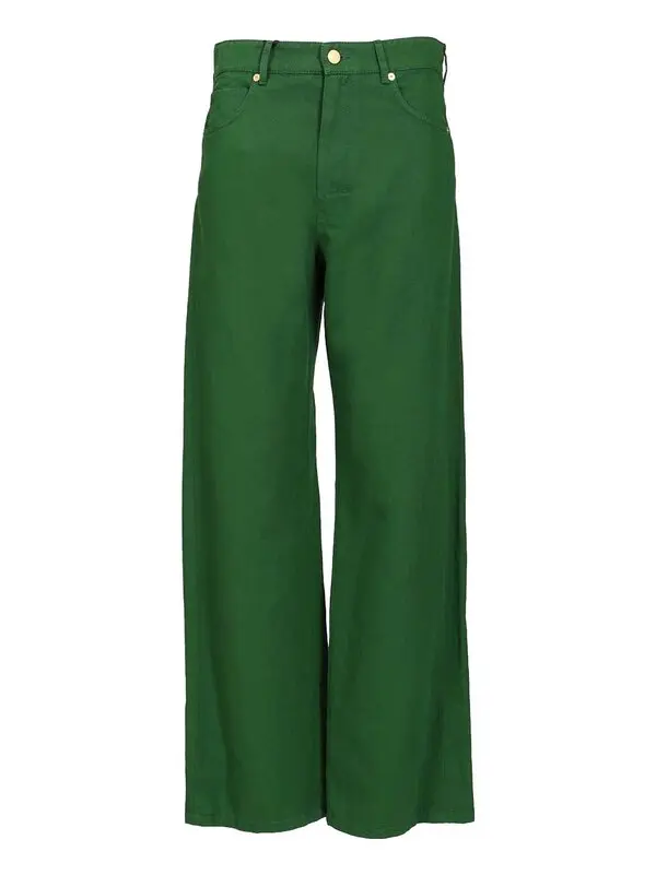 Max Mara Cotton And Linen Drill Trousers - Green