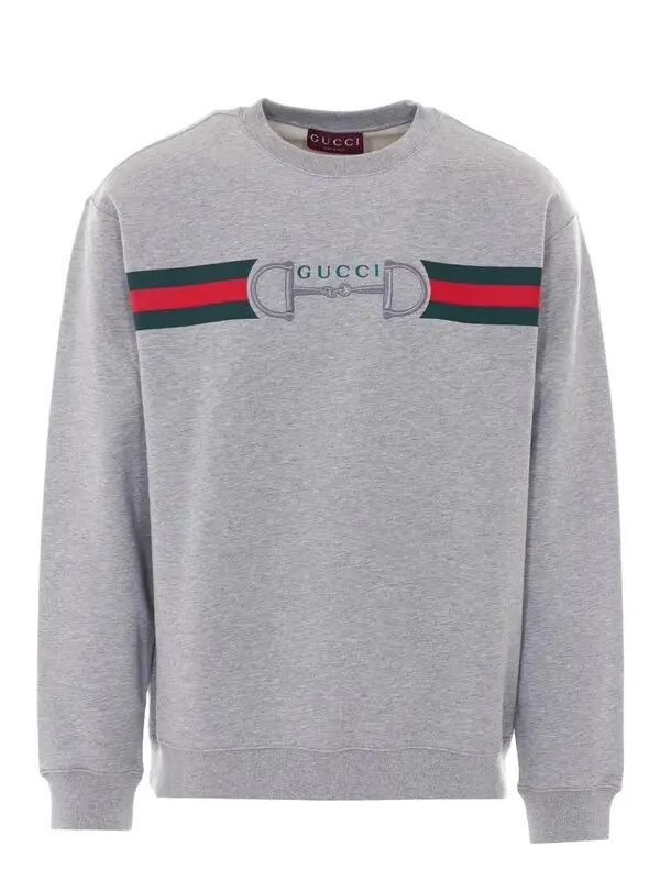 Gucci Web Print And Clamp Embroidery Sweatshirt - Gray