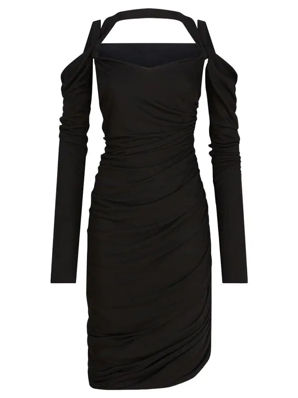 Attico Midi Dress In Viscose Crãªpe - Black