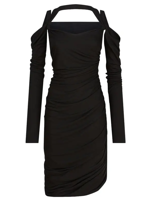 Attico Viscose Crêpe Midi Dress - Black