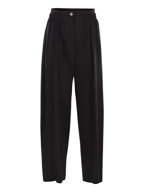 Sportmax Quito Wide-leg Trousers In Stretch Wool - Black