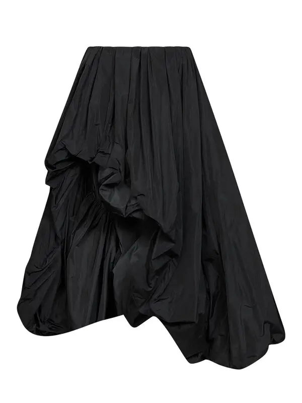 JIL SANDER Black Lightweight Taffeta Asymmetric Draped Skirt - Multicolor