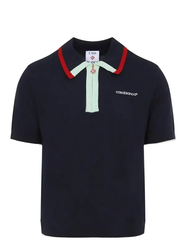 Casablanca Knitted Track Polo - Blue