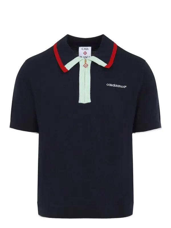 Casablanca Knitted Track Polo - Blue
