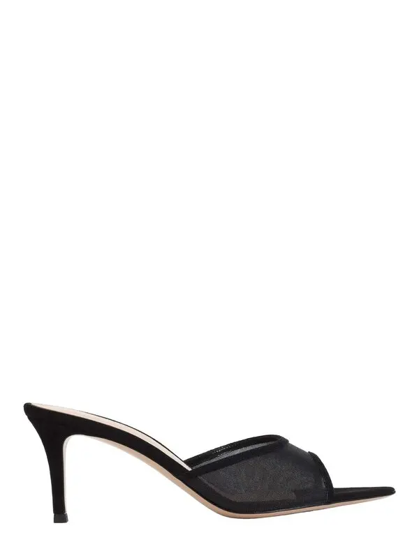 GIANVITO ROSSI Elle 70 Suede And Mesh Mules - Black