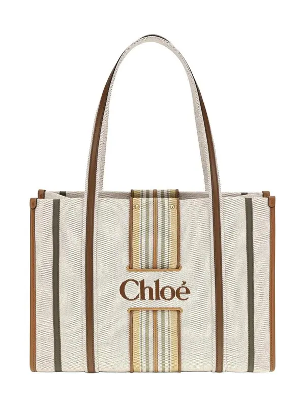 Chloé Woody Loop Canvas Tote Bag - Cream