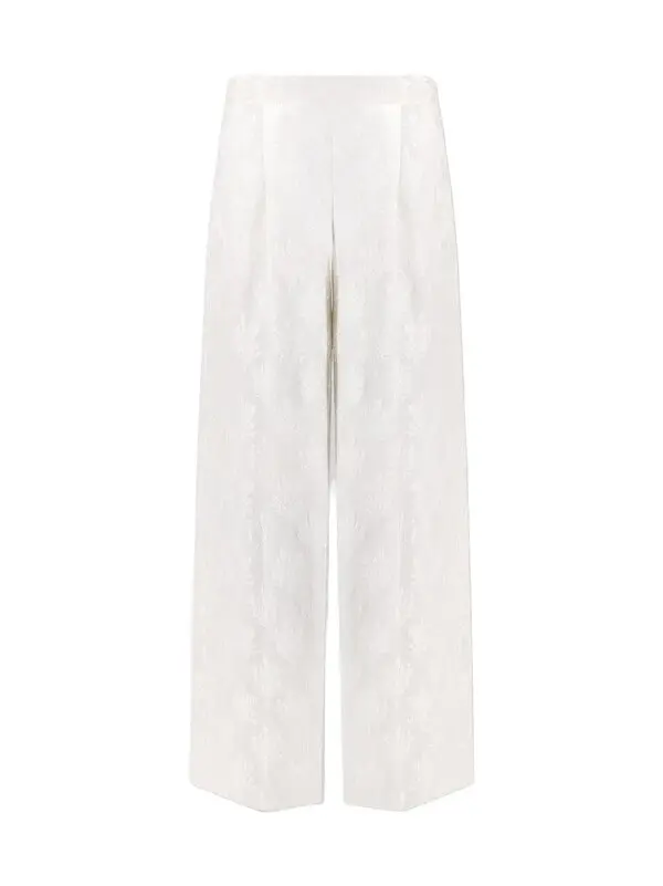 Fendi Jacquard Silk Trousers With Floral Motif - Multicolor