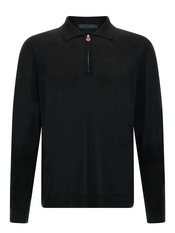 Kiton Wool Polo Shirt 14 Microns - Black
