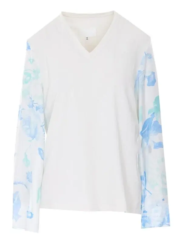 MAISON MARGIELA Long Sleeves T-shirt With Floral Print - White
