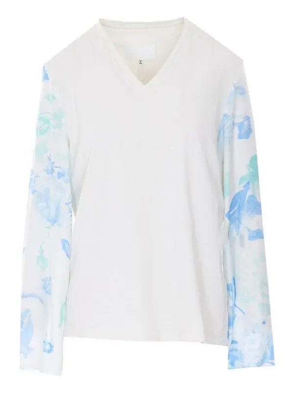 MAISON MARGIELA Long Sleeve Floral Print T-shirt - White