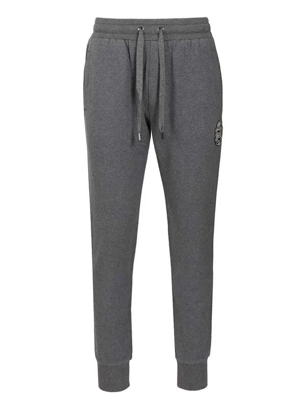 Dolce & Gabbana Jersey Trousers With Heraldic Patch - Gray