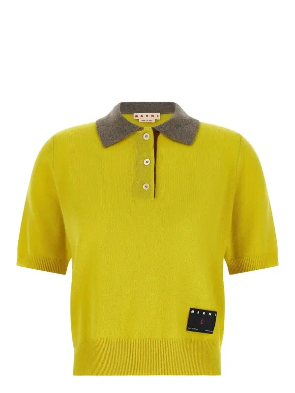 Marni Cashmere Short Sleeve Polo Shirt - Yellow