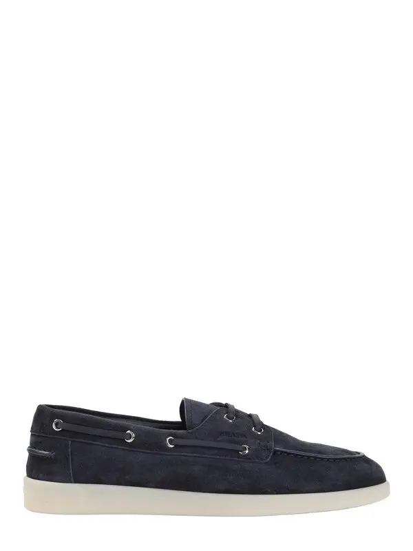 Prada Suede Calf Leather Allacciate Lace-up Shoes - Blue