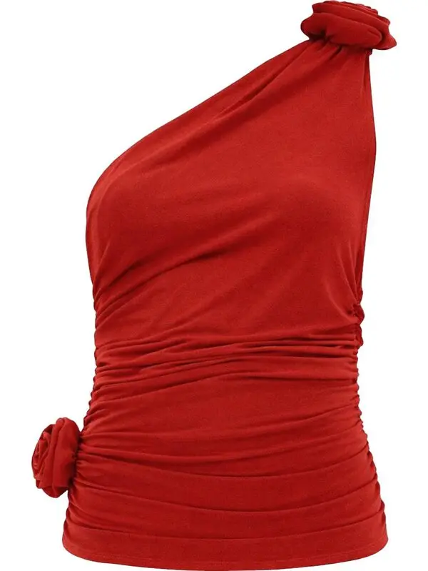 Magda Butrym One Shoulder Fitted Top - Red