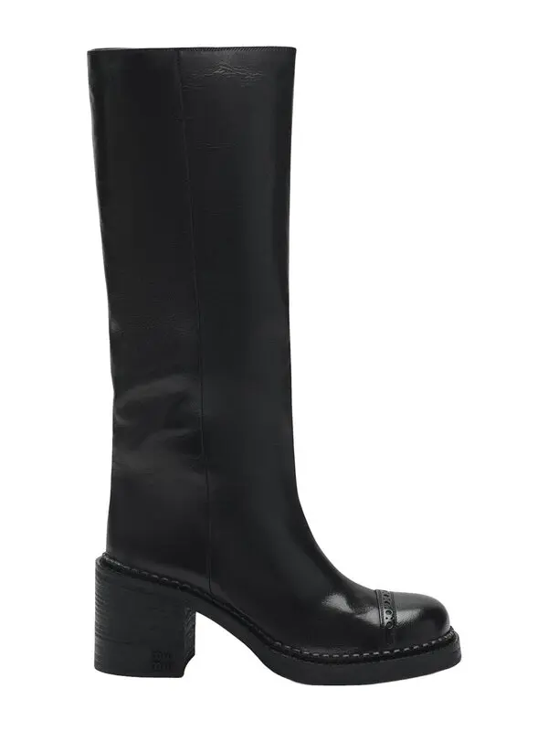 Miu Miu Leather Boots - Black