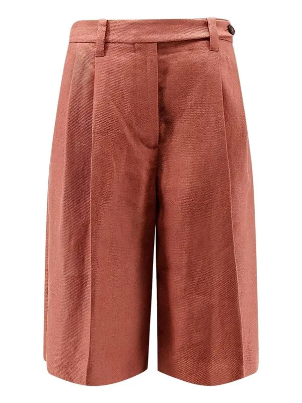 Brunello Cucinelli Linen Shorts With Monili Detail - Multicolor