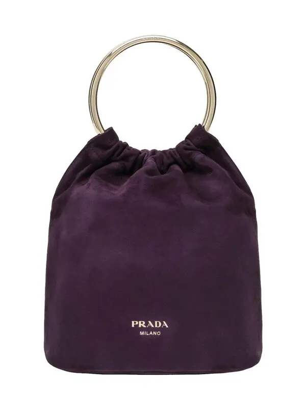 Prada Mini Bucket Bag In Plum Suede - Purple