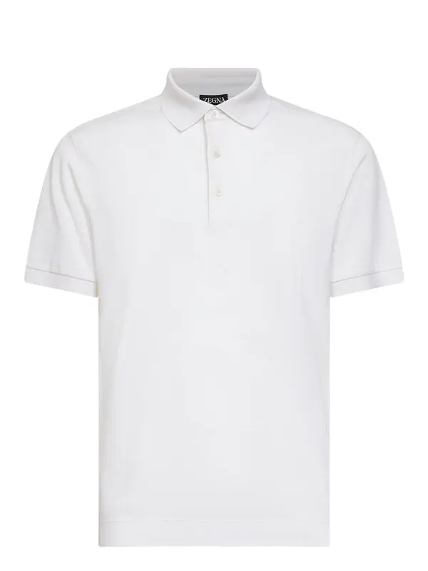 Zegna White Cotton And Silk Pique Polo Shirt - Multicolor