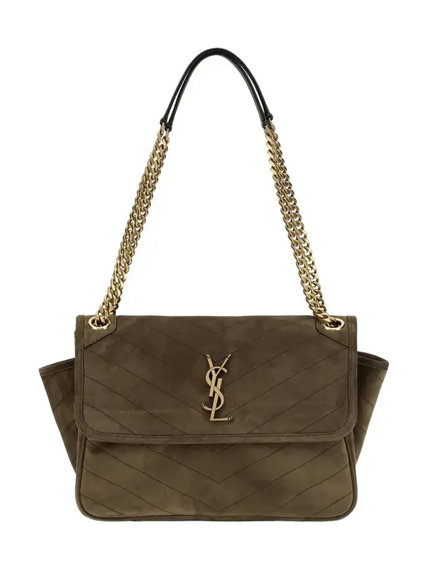 Saint Laurent Niki Tripouch Suede Shoulder Bag - Green