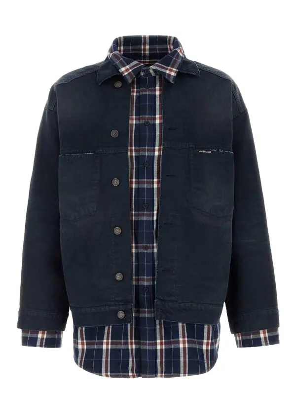 Balenciaga Layered Denim Jacket - Blue