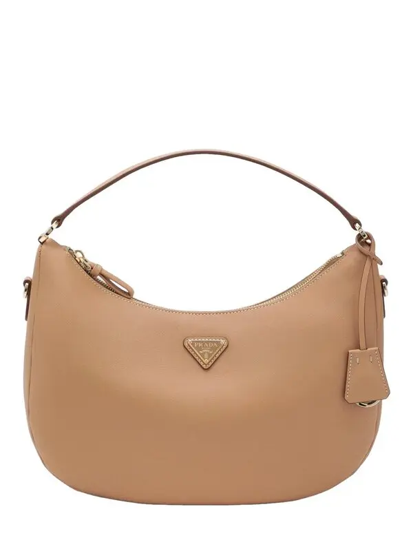 Prada Light Brown Leather Shoulder Bag - Cream