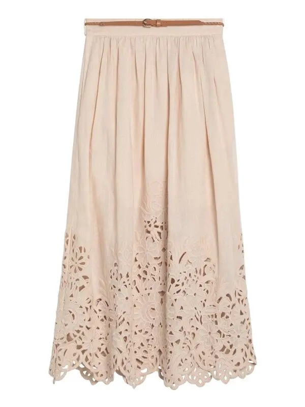 Zimmermann Wylie Midi Skirt - Cream