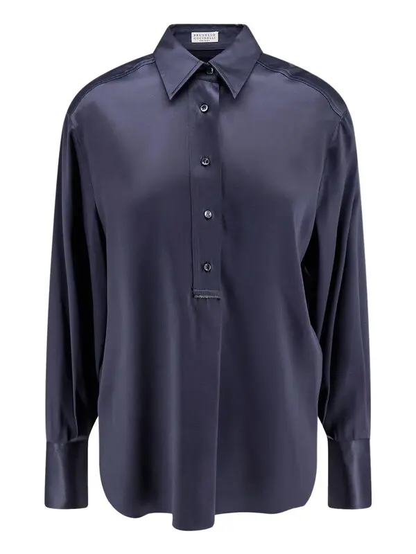 Brunello Cucinelli Monili-detail Silk Shirt - Multicolor