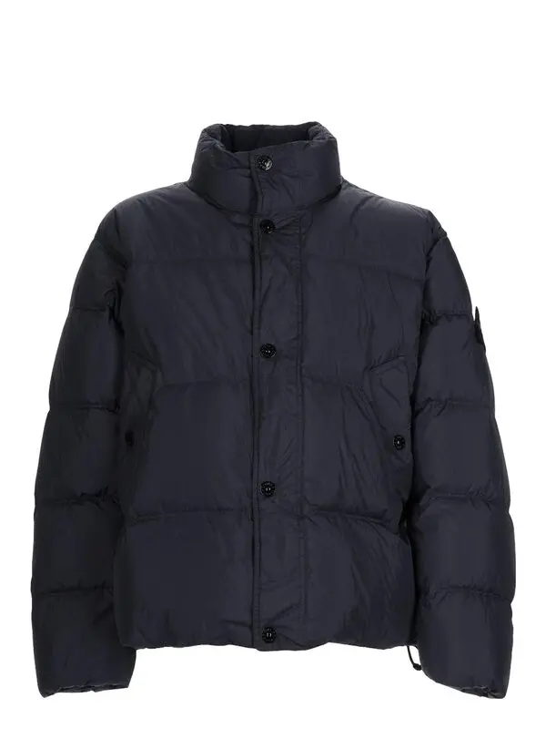 Stone Island Padded Logo Patch Bomber Jacket - Blue
