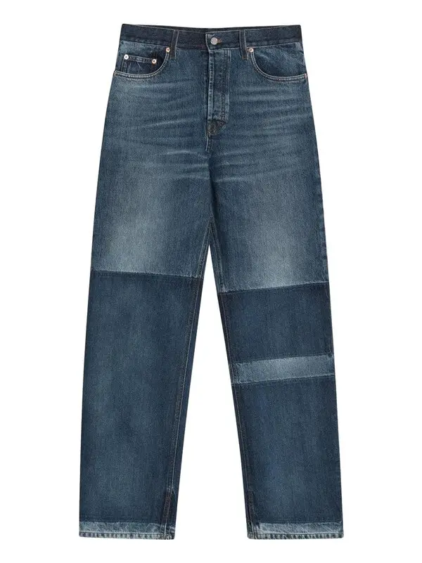 Gucci Two-tone Wide-leg Jeans With Stone-washed Treatment - Blue