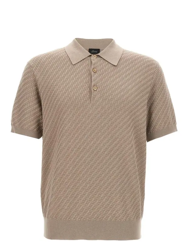 Brioni Knitted Polo Shirt - Cream