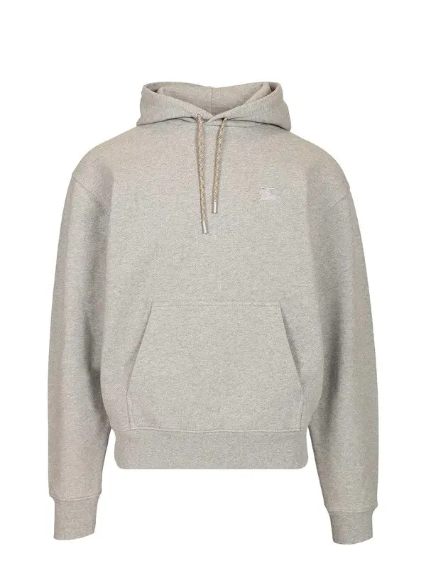 Burberry Cotton Hoodie With Equestrian Knight Embroidery - Gray