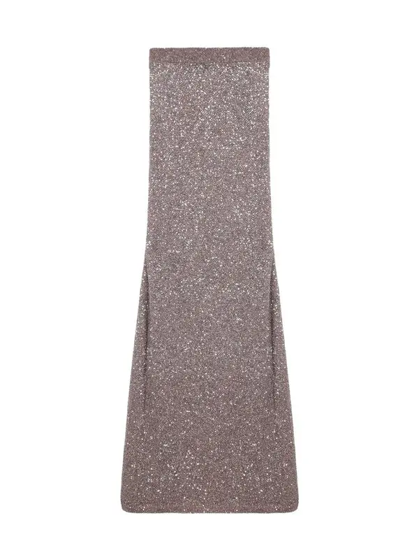 Balenciaga Light /silver Maxi Skirt With Sequins - Brown