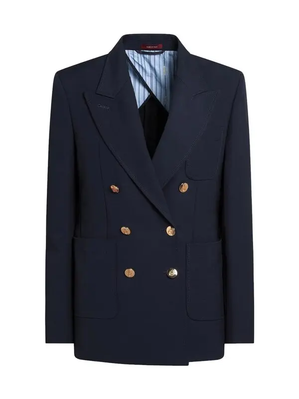Gucci Double-breasted Jacket In Cotton - Blue