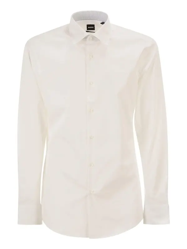 BOSS Slim Fit Shirt In Stretch Cotton Poplin - White