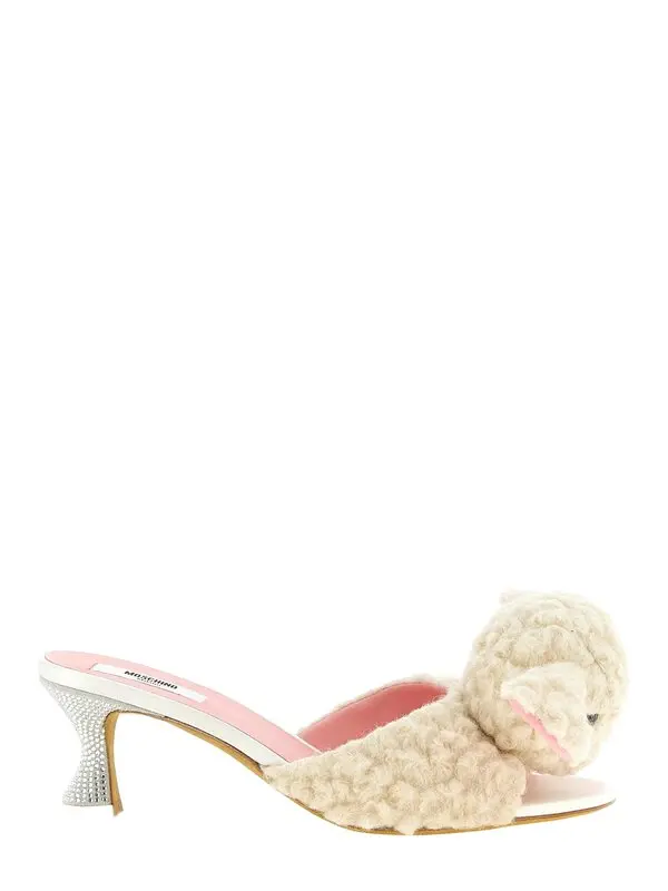 Moschino Wool Blend Sheep Mules - White