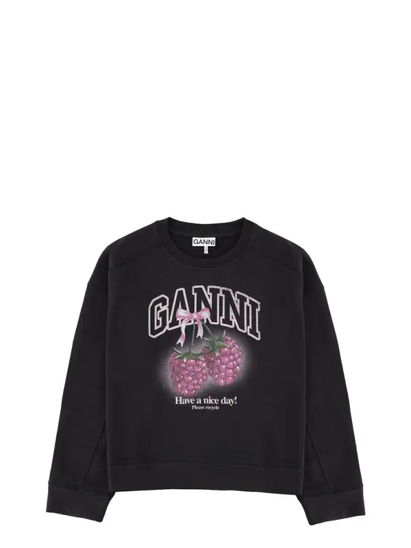 GANNI Felpa Raspberry Sweatshirt - Gray