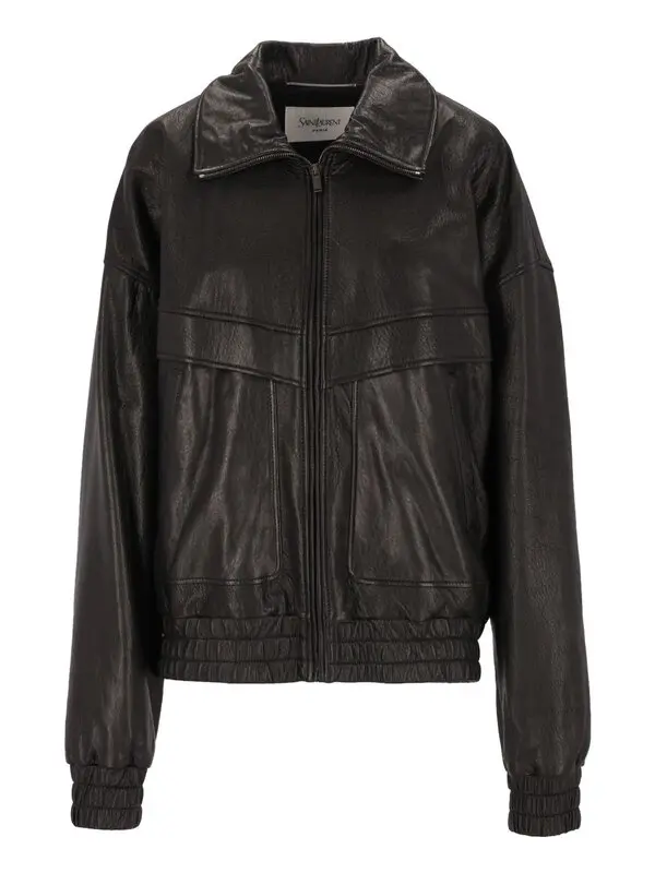 Saint Laurent Lambskin Balloon Jacket - Black
