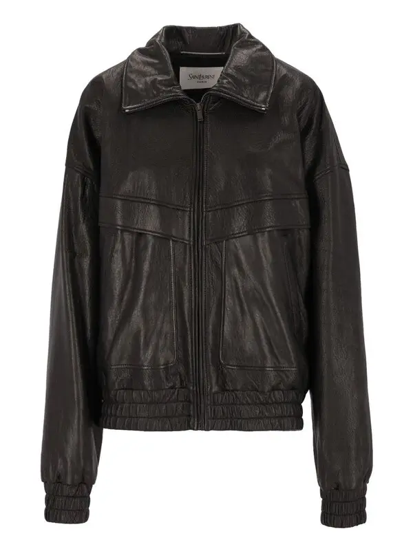Saint Laurent Lambskin Balloon Jacket - Black