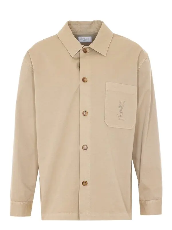 Saint Laurent Cassandre Monogram Logo Overshirt - Cream
