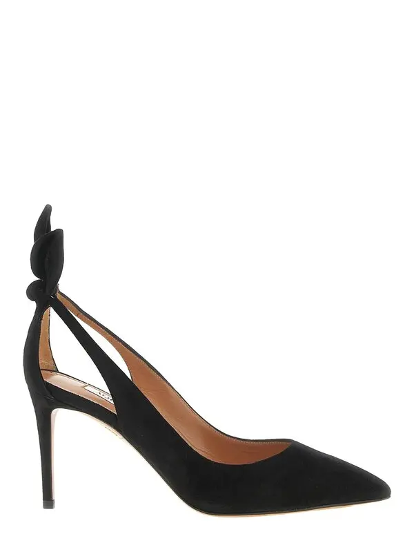 AQUAZZURA Bow Tie Suede Pumps - Black