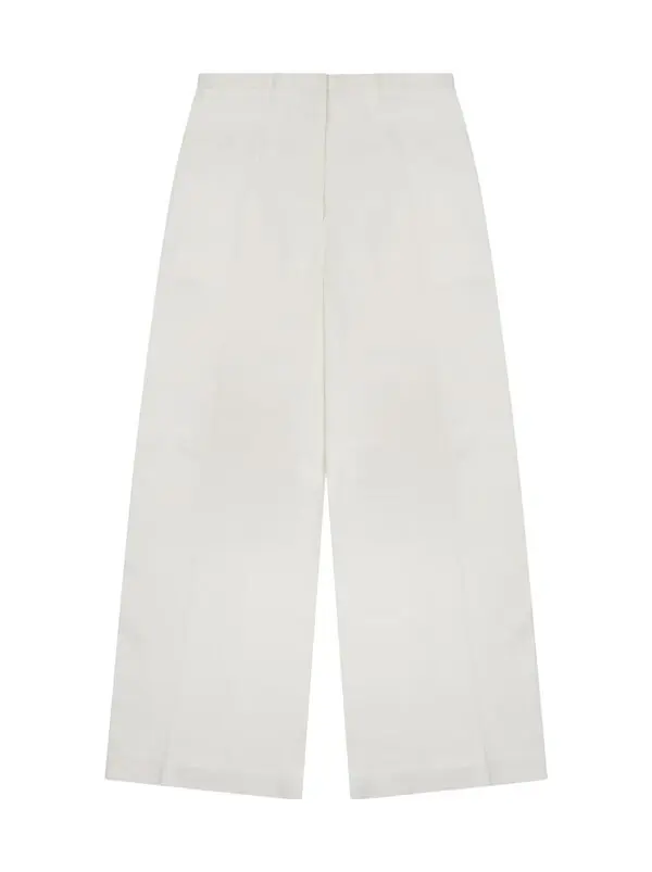Alberta Ferretti Viscose Twill Wide Leg Trousers - White