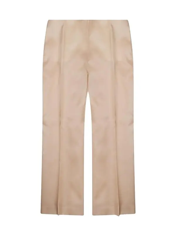 Alberta Ferretti Silk Straight Trousers - Cream