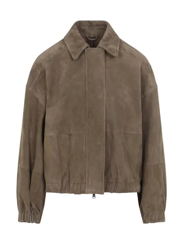Brunello Cucinelli Suede Leather Jacket - Brown