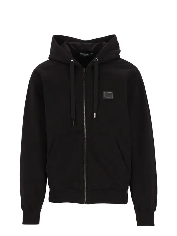 Dolce & Gabbana Cotton Zip-up Hoodie - Black