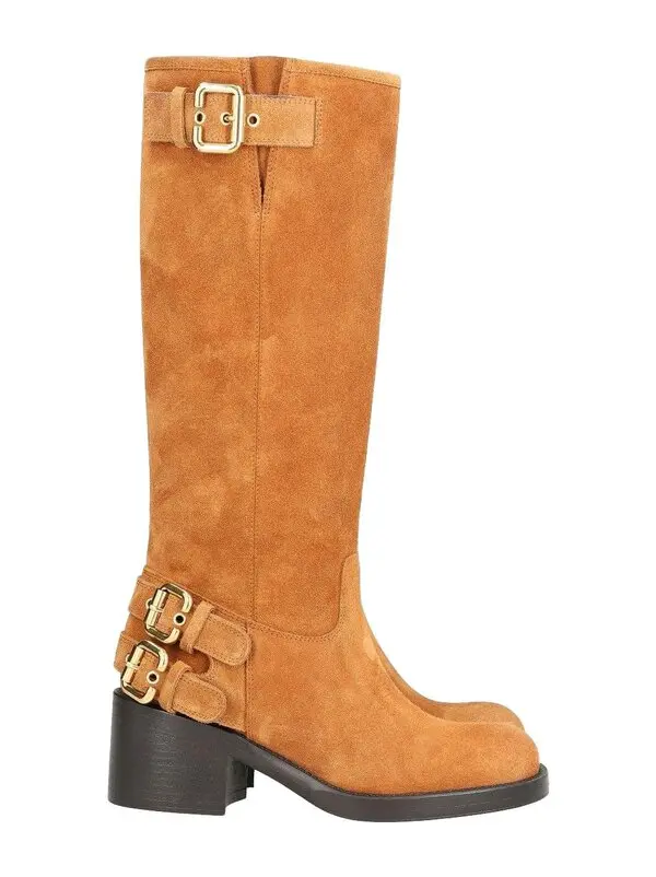Chloé Dakota Suede Biker Boots - Brown