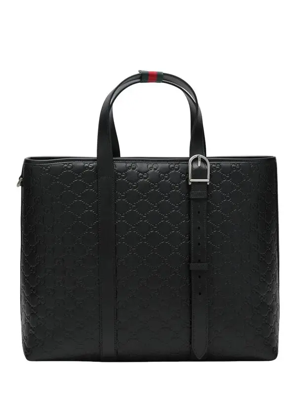 Gucci Gg Tote Handbag In Leather - Black